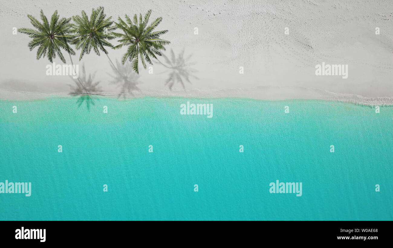 3D-Illustration aerial view of sandy beach. exuma bahamas Stock Photo ...