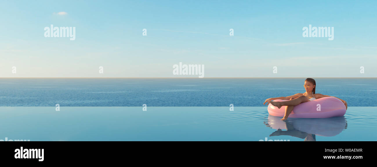 Woman float sea hi-res stock photography and images - Alamy