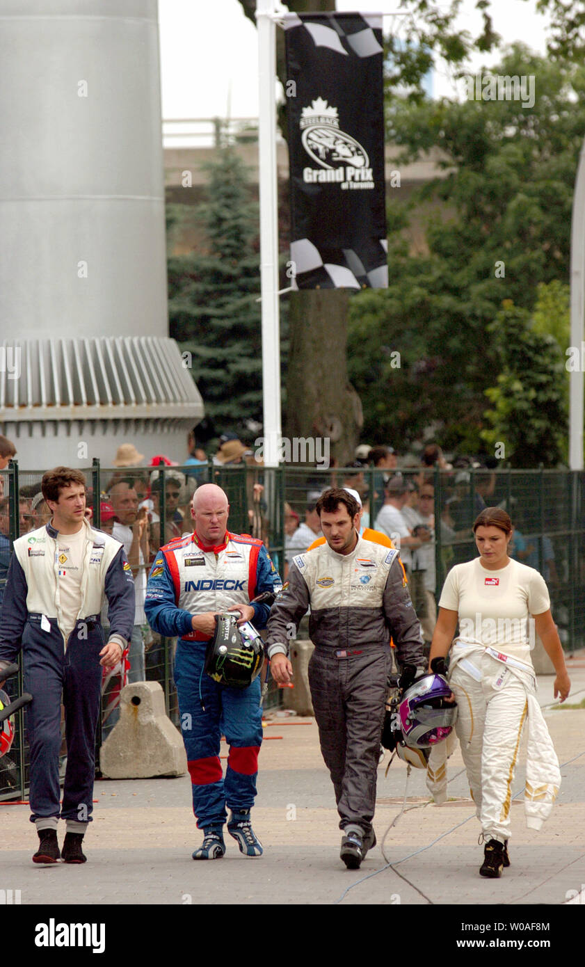 (L-R) Drivers Tristan Gommendy, Paul Tracy, Alex Figge and Katherine ...