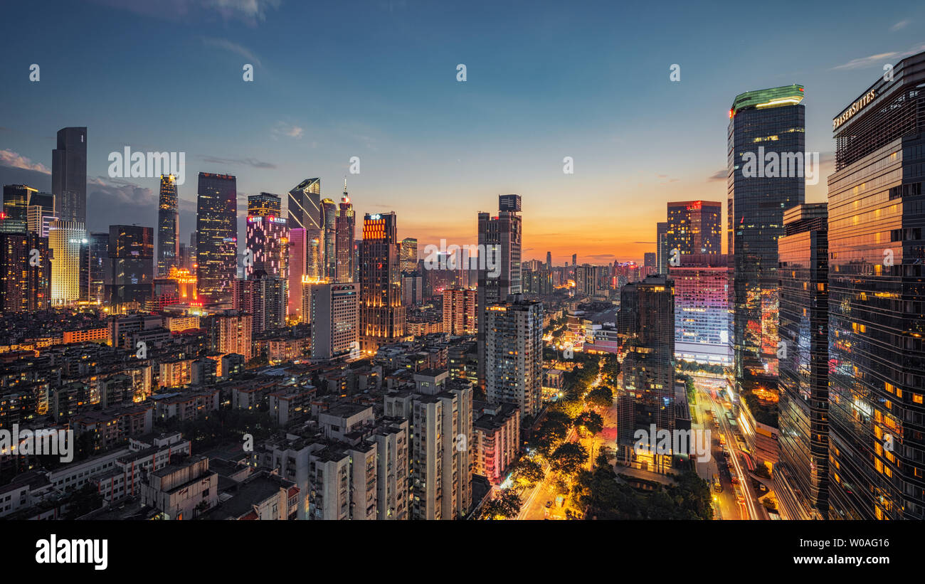 The gorgeous sunset night view of Guangzhou Stock Photo - Alamy