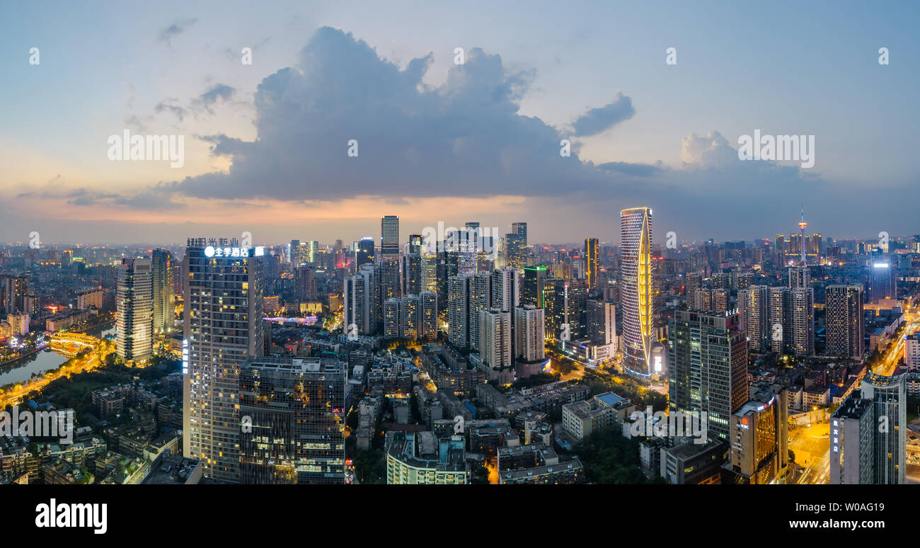 Chengdu city night skyline Stock Photo - Alamy