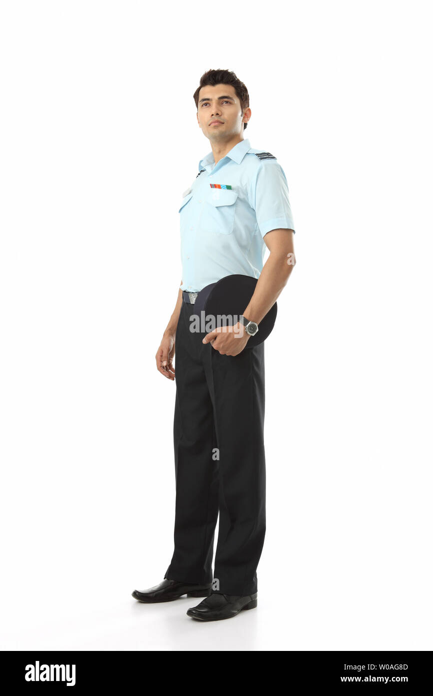 Indian confident young pilot Stock Photo - Alamy