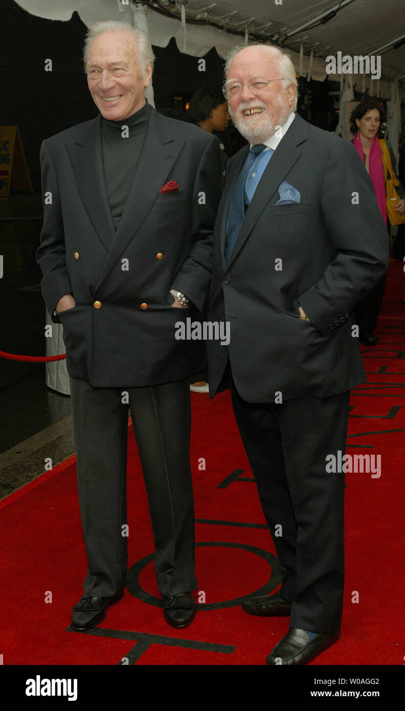 Actor Christopher Plummer (L) and director Richard Attenborough arrive ...