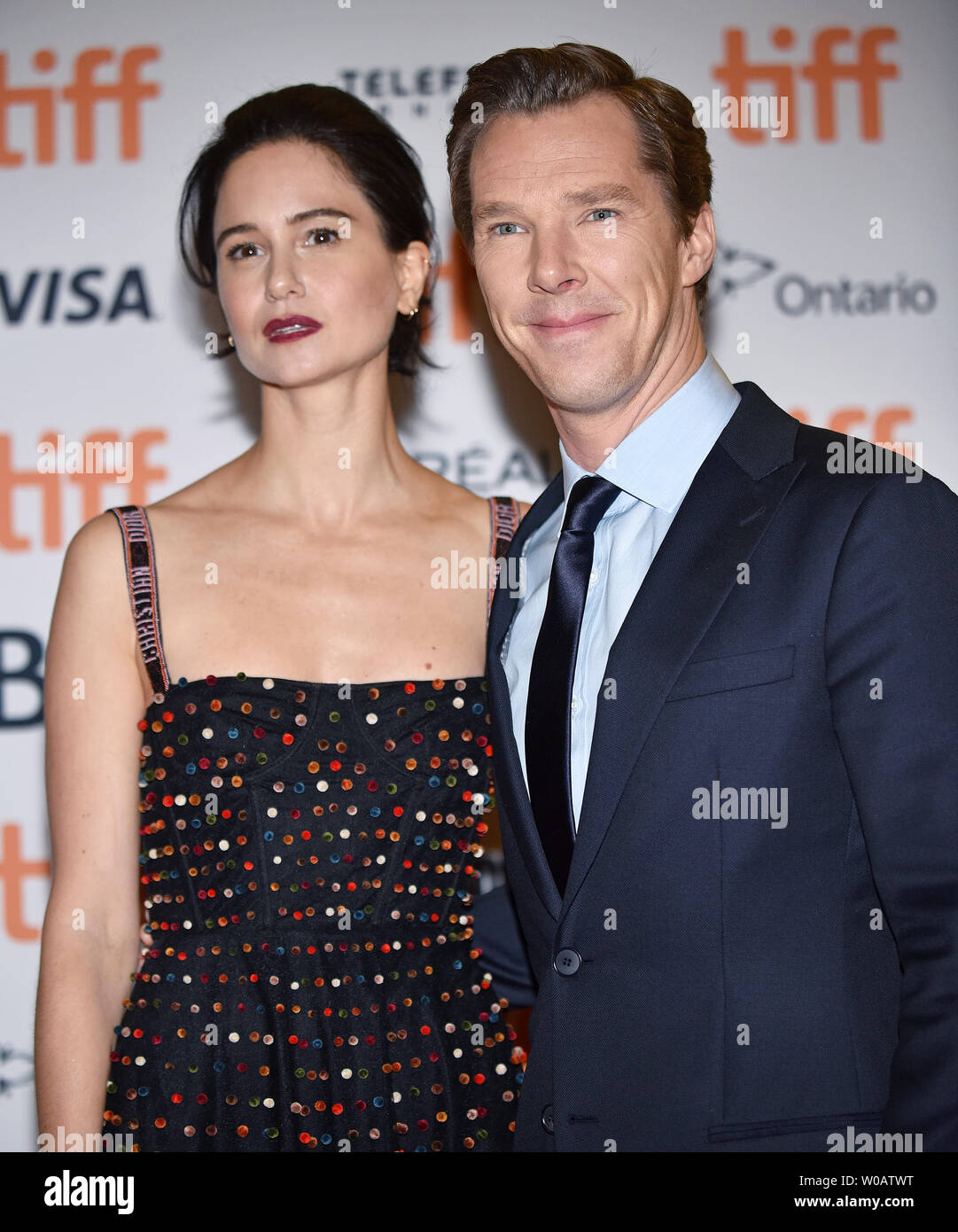 Benedict Cumberbatch (R) and Katherine Waterston attend the world ...