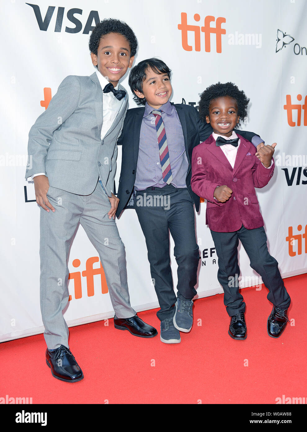 (L-R) Reece Cody, Callan Faris and Aiden Akpan attend the world ...