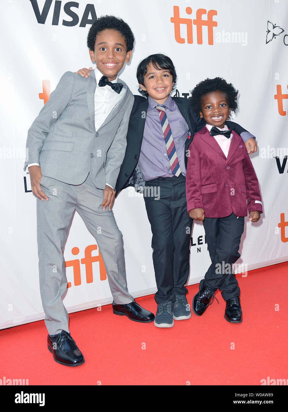 (L-R) Reece Cody, Callan Faris and Aiden Akpan attend the world ...