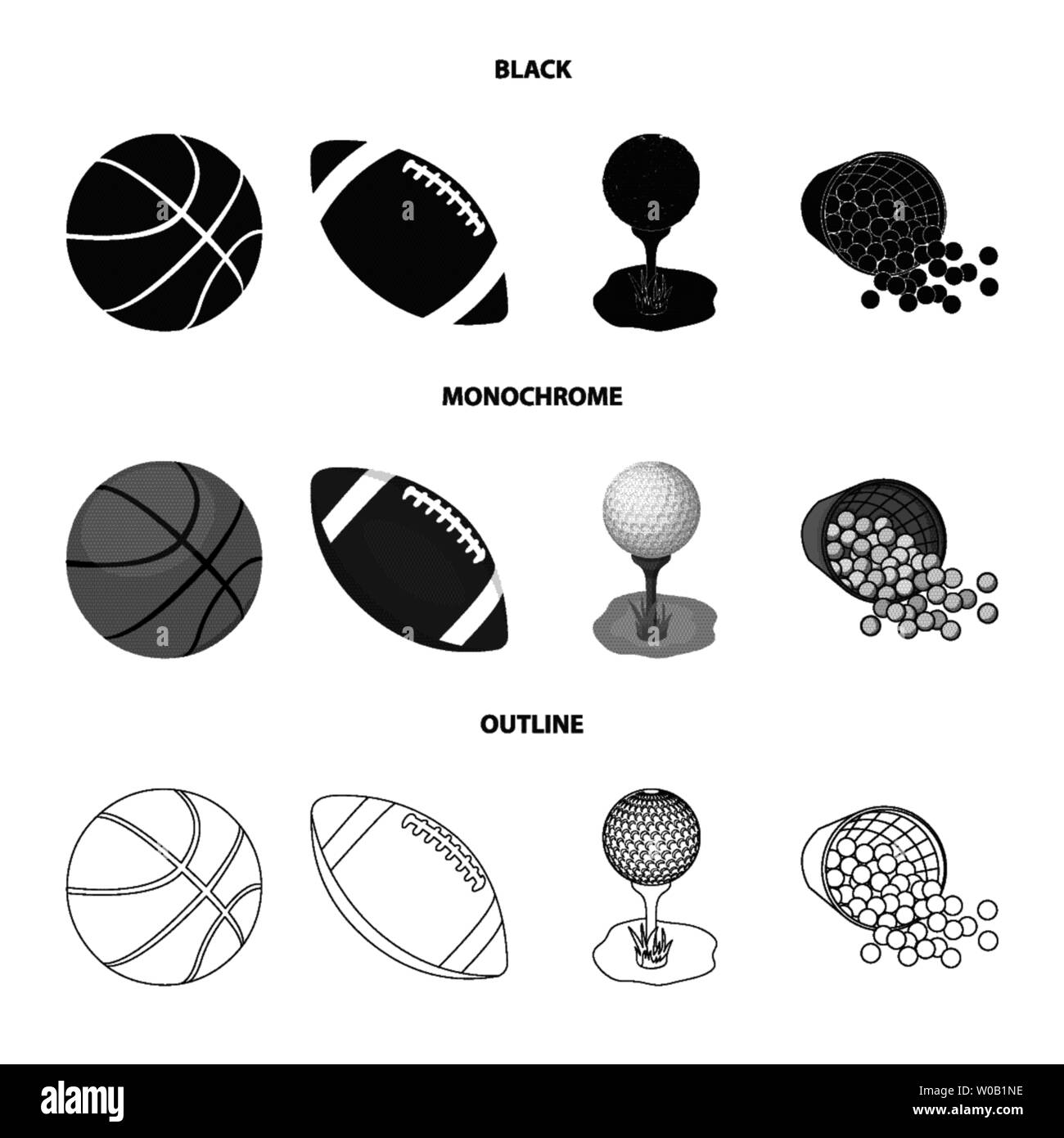 Vector design of ball and soccer logo. Set of ball and basketball ...
