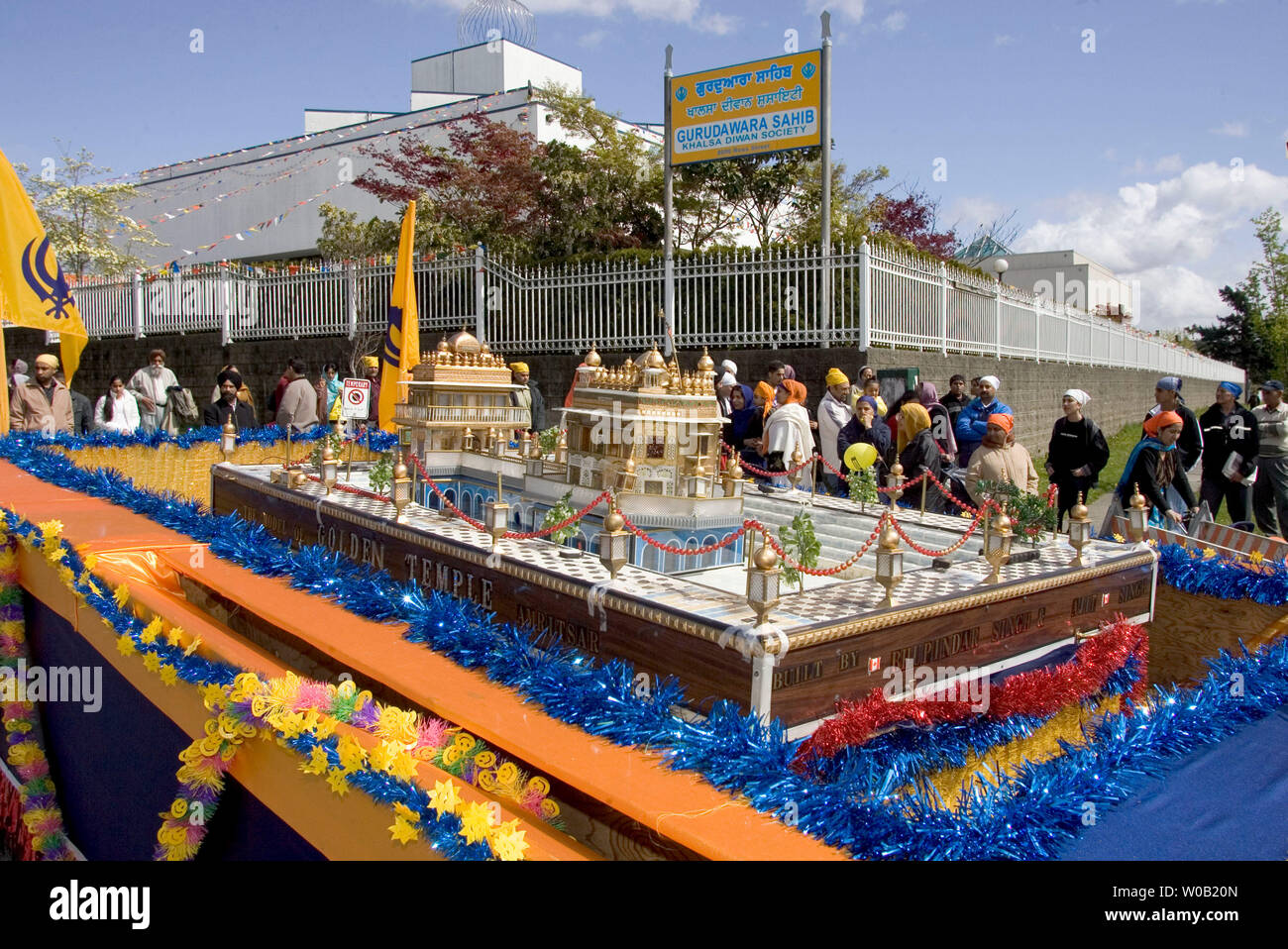 A float of the Golden Temple of Amritsar amidst tens of thousands of ...