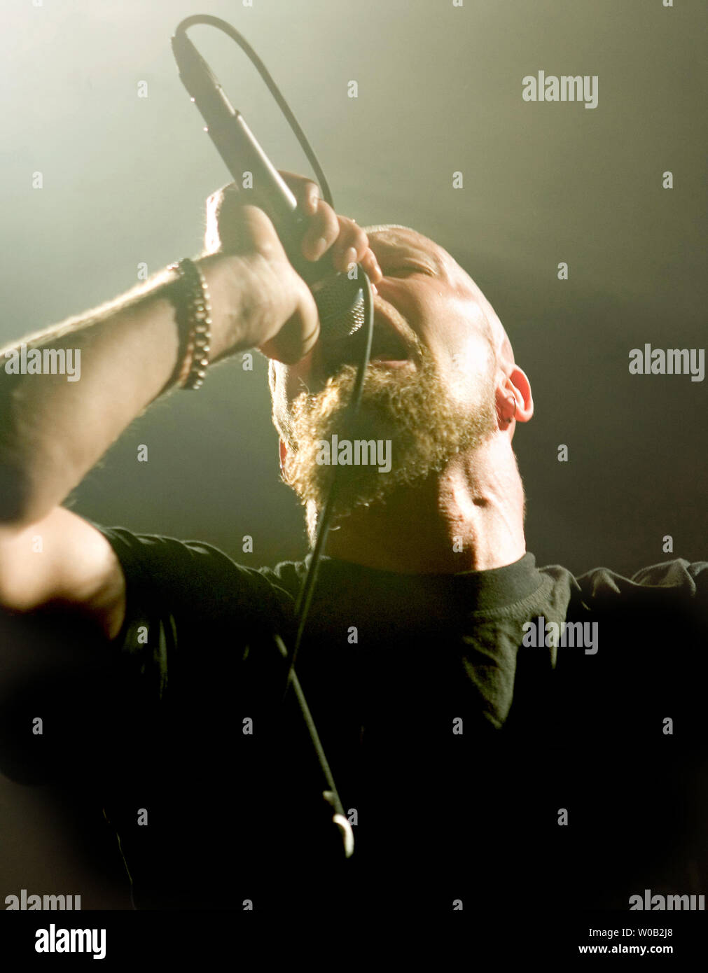 Lead singer Jens Kidman with the heavy metal band Meshuggah from Sweden ...