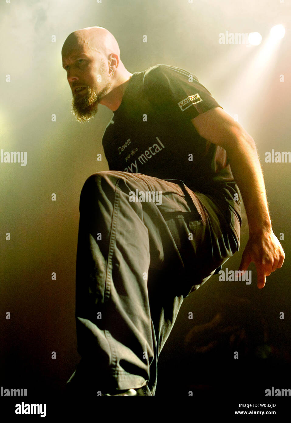 Lead singer Jens Kidman with the heavy metal band Meshuggah from Sweden ...