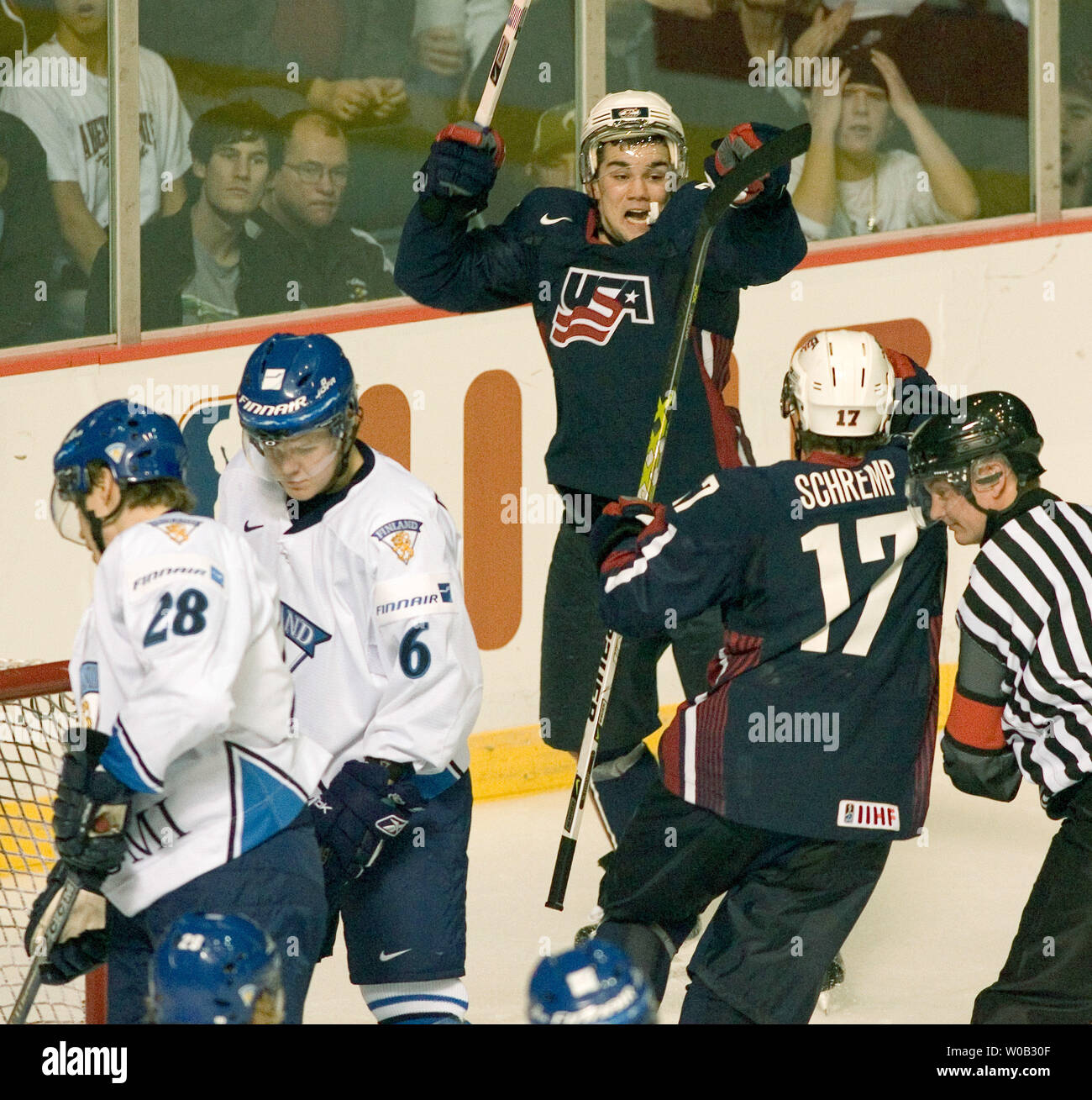 Team USA's Robbie Schremp #17 celebrates team mate Tom Fritsche's ...