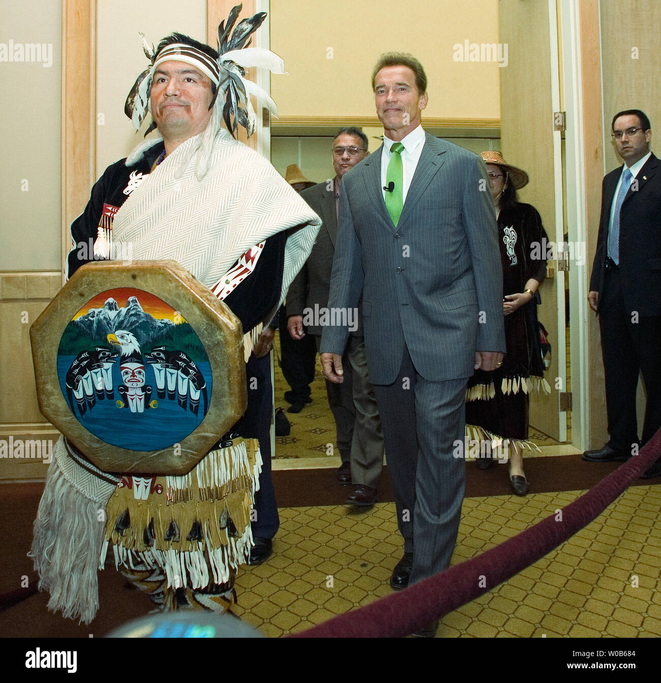 California Governor Arnold Schwarzenegger arrives for a First Nations ...
