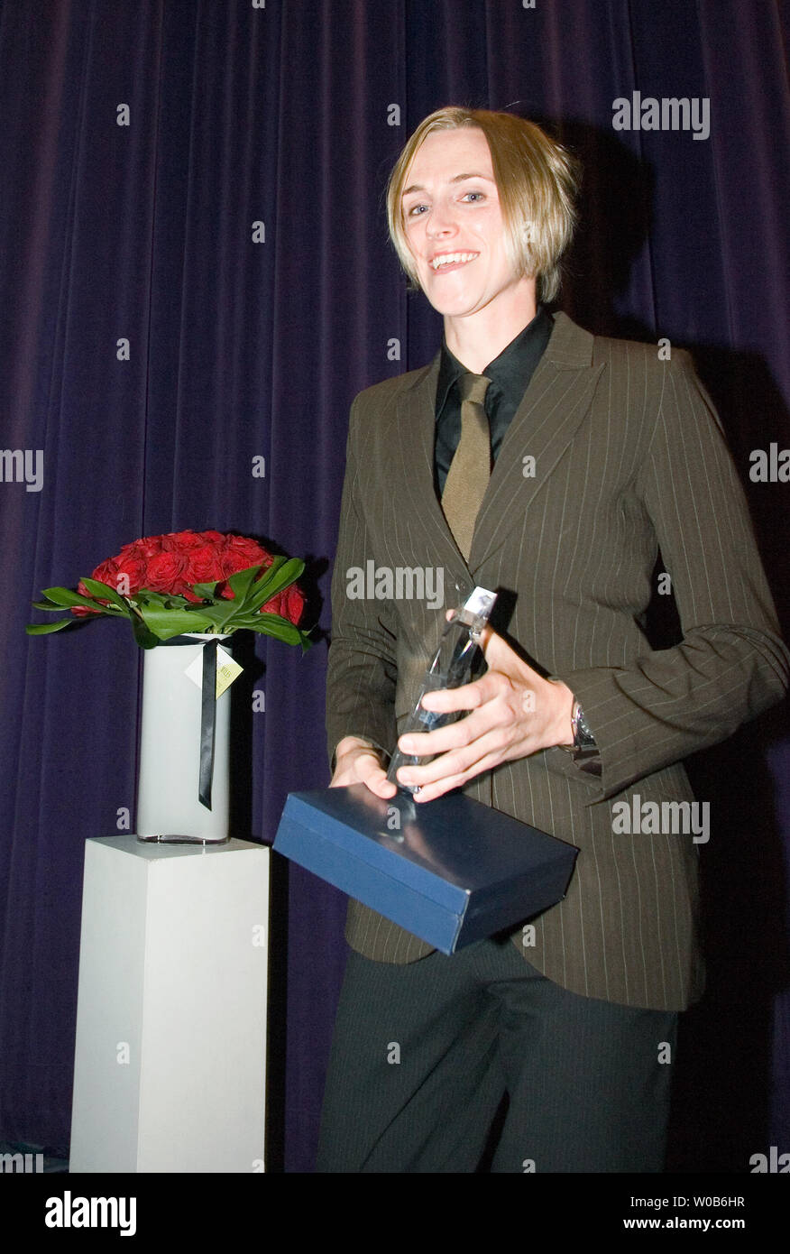 Gwen Haworth smiles after winning the Women in Film & Television ...