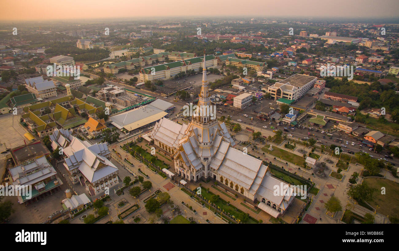 aerial view church of wat sothorn temple important religion landmark in ...