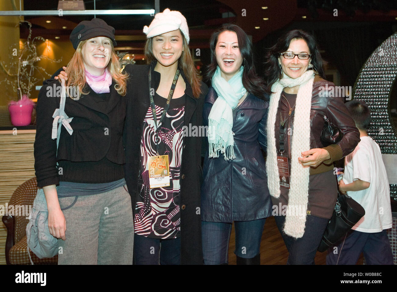 Actress Grace Park arrives with friends Jennifer Brough (L) and ...