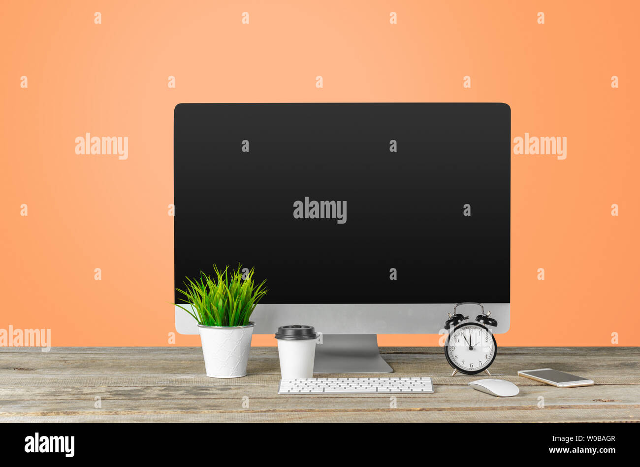 workspace with computer Stock Photo - Alamy