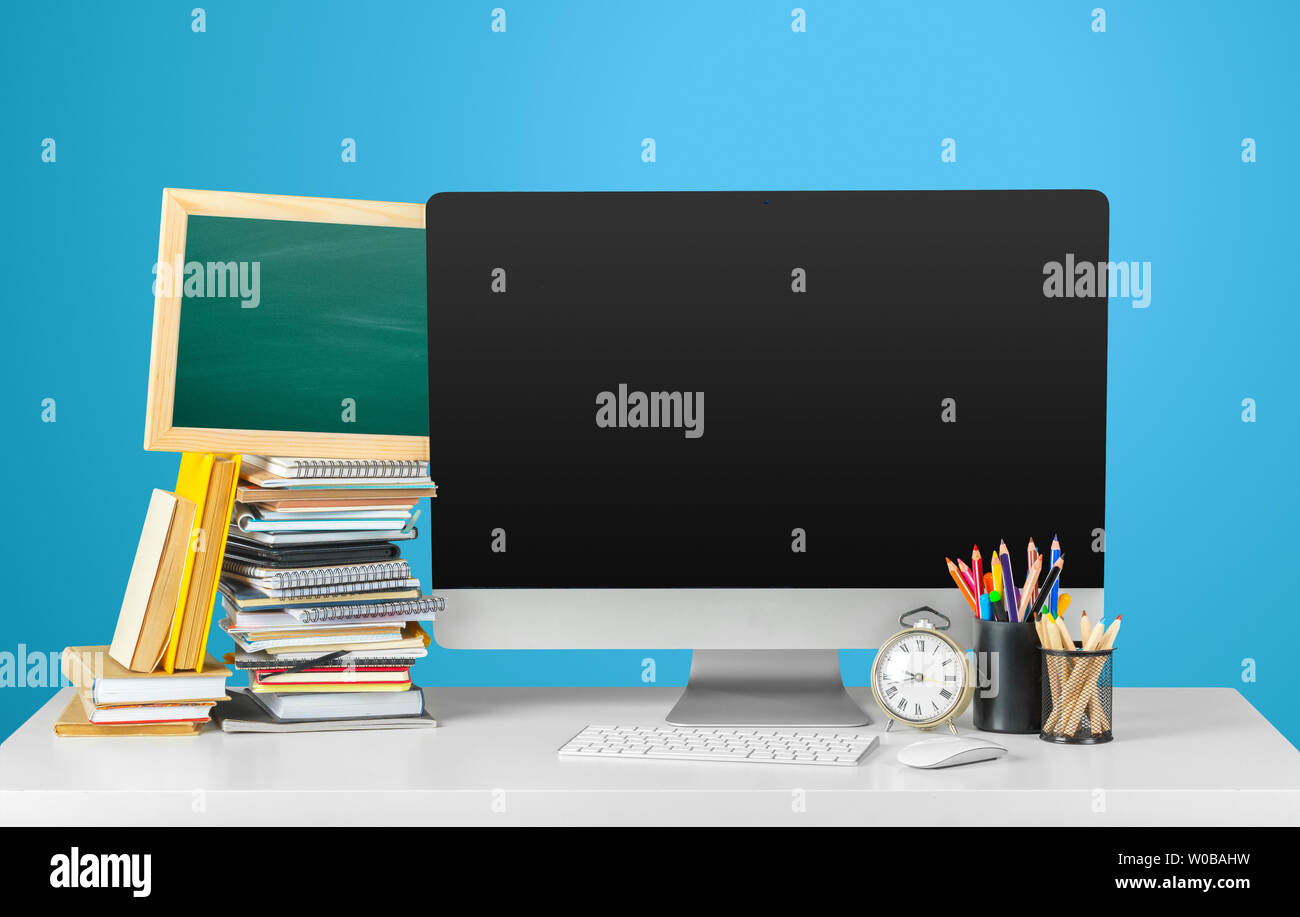 workspace with computer Stock Photo - Alamy