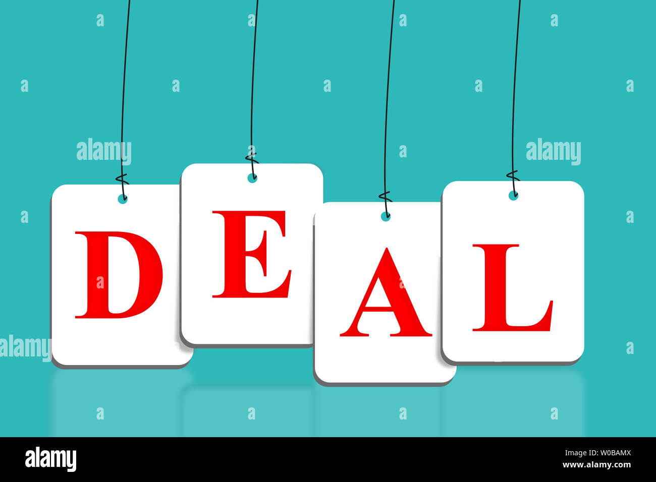 Deal background illustration Stock Photo red color on light blue ...
