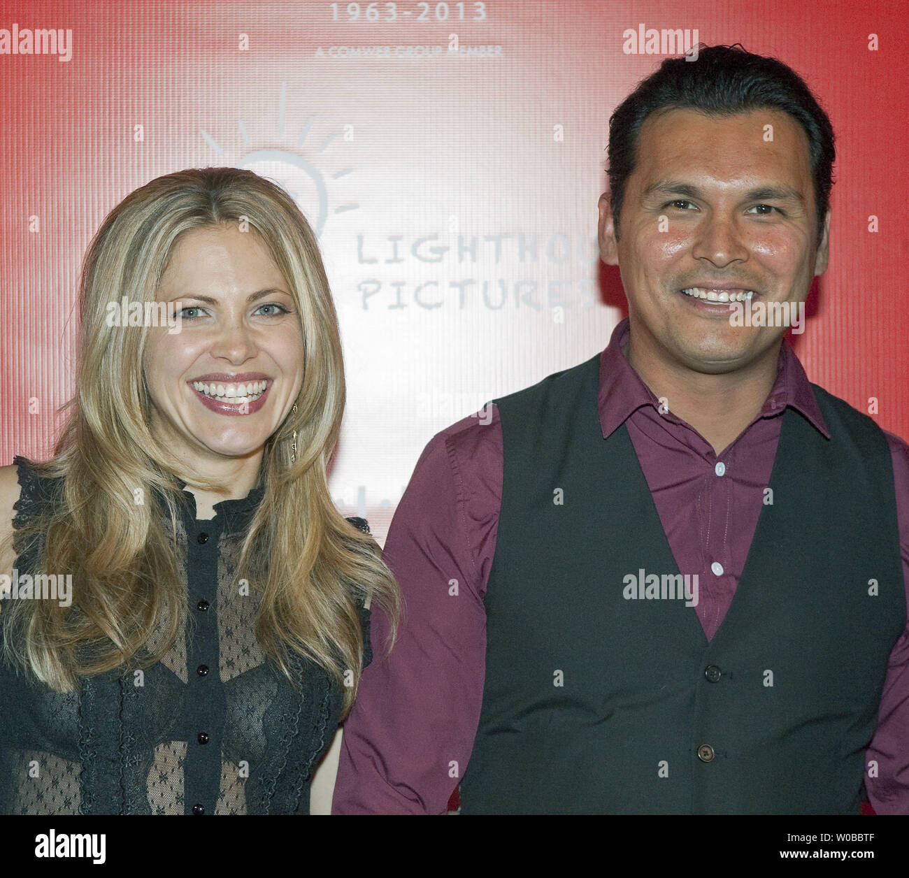 Pascale Hutton (L) and Adam Beach, lead actors in the television series ...