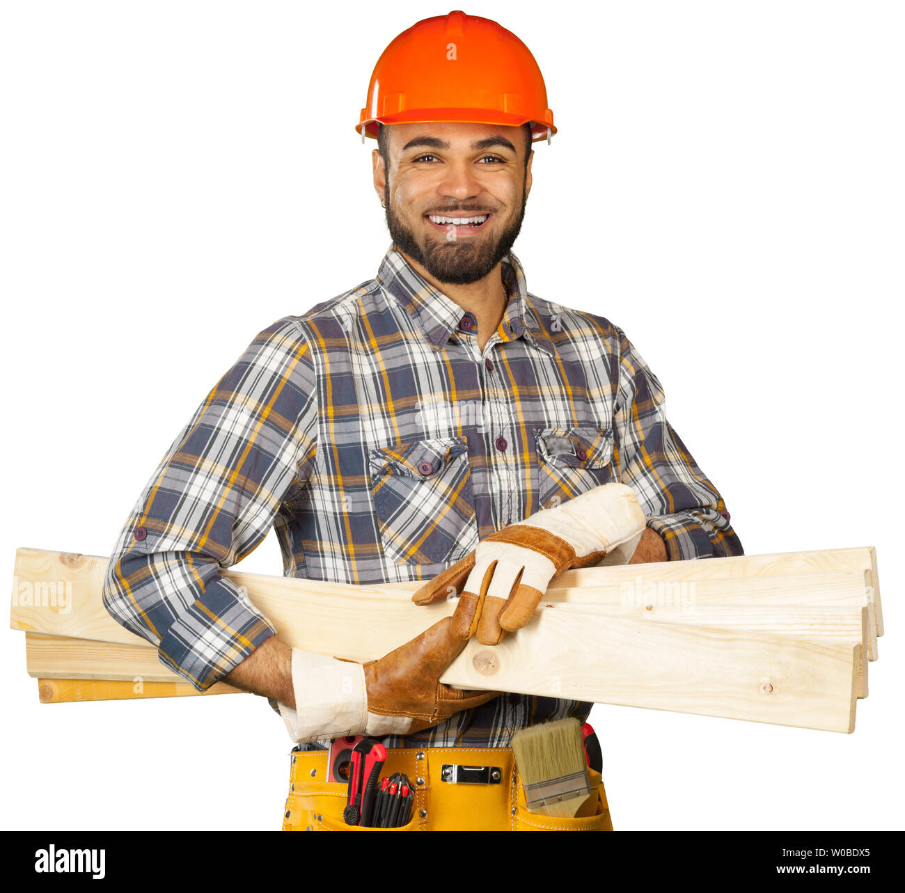 Construction worker isolated on white Stock Photo - Alamy