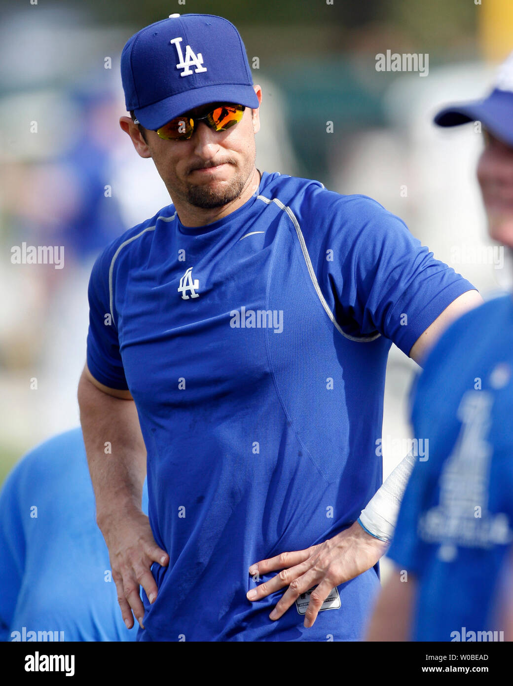 Los Angeles Dodgers first baseman Nomar Garciaparra works out during ...