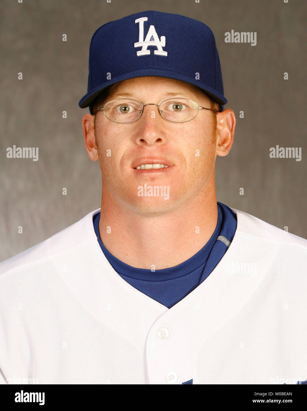 Los Angeles Dodgers pitcher Travis Smith poses for the camera on Major ...