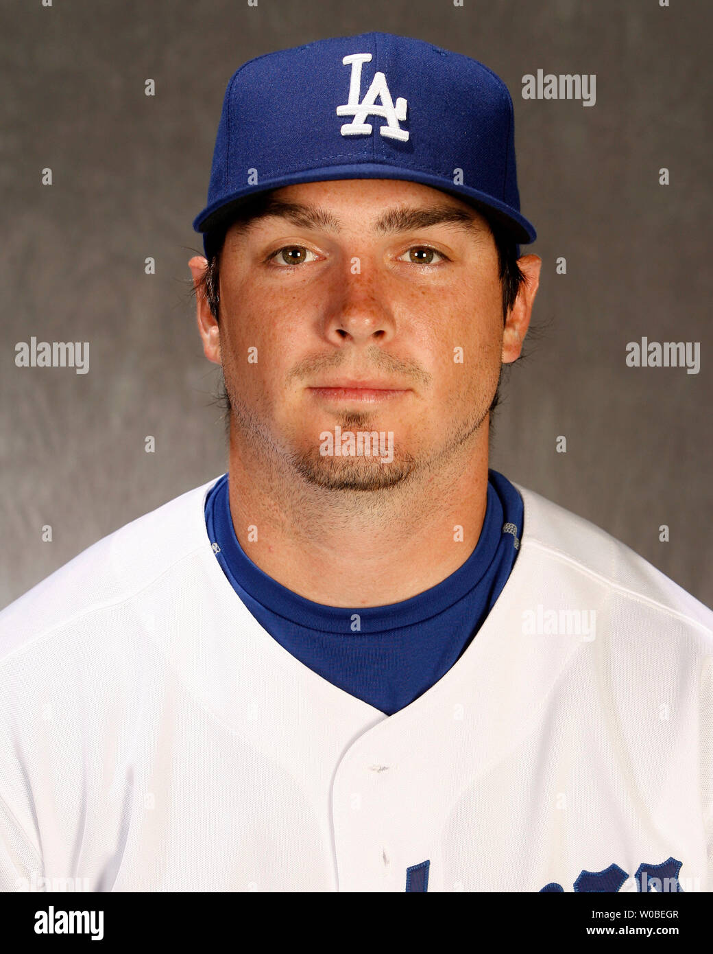 Los Angeles Dodgers infielder Andy LaRoche poses for the camera on ...
