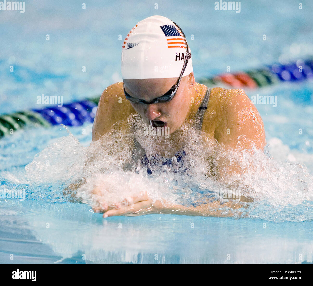 Jessica Hardy, USA, places third in women's 100m breaststroke heats at ...