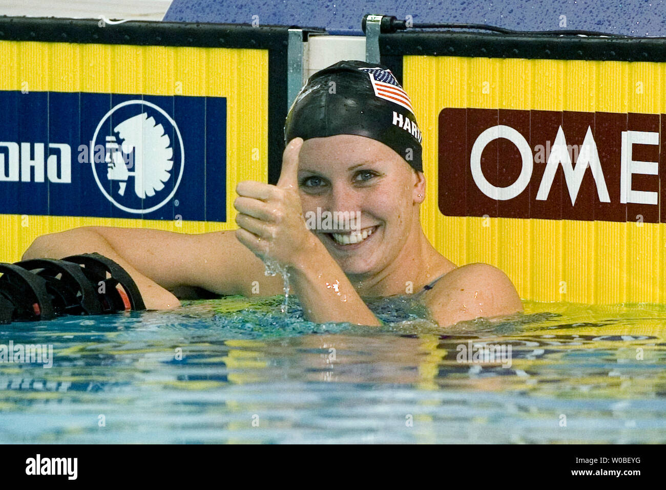 Jessica Hardy, USA, wins the women's 100m breaststroke setting a new ...