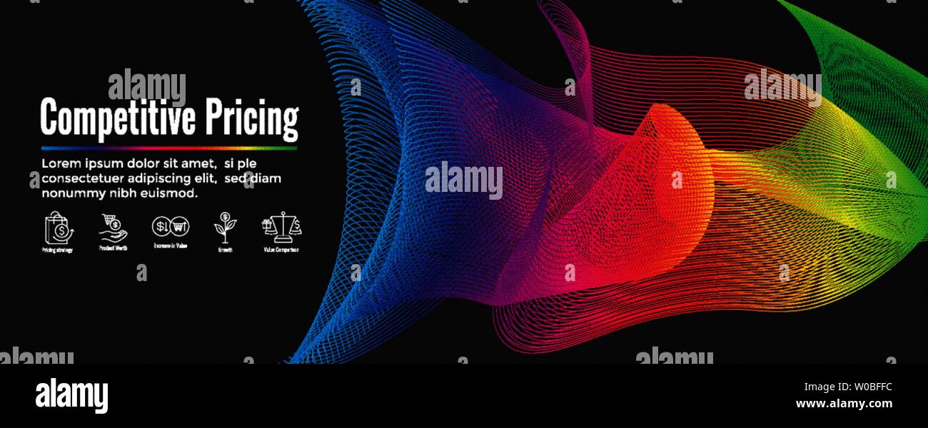 Competitive Pricing Icon Set w Growth, Profitability, and Worth Stock ...