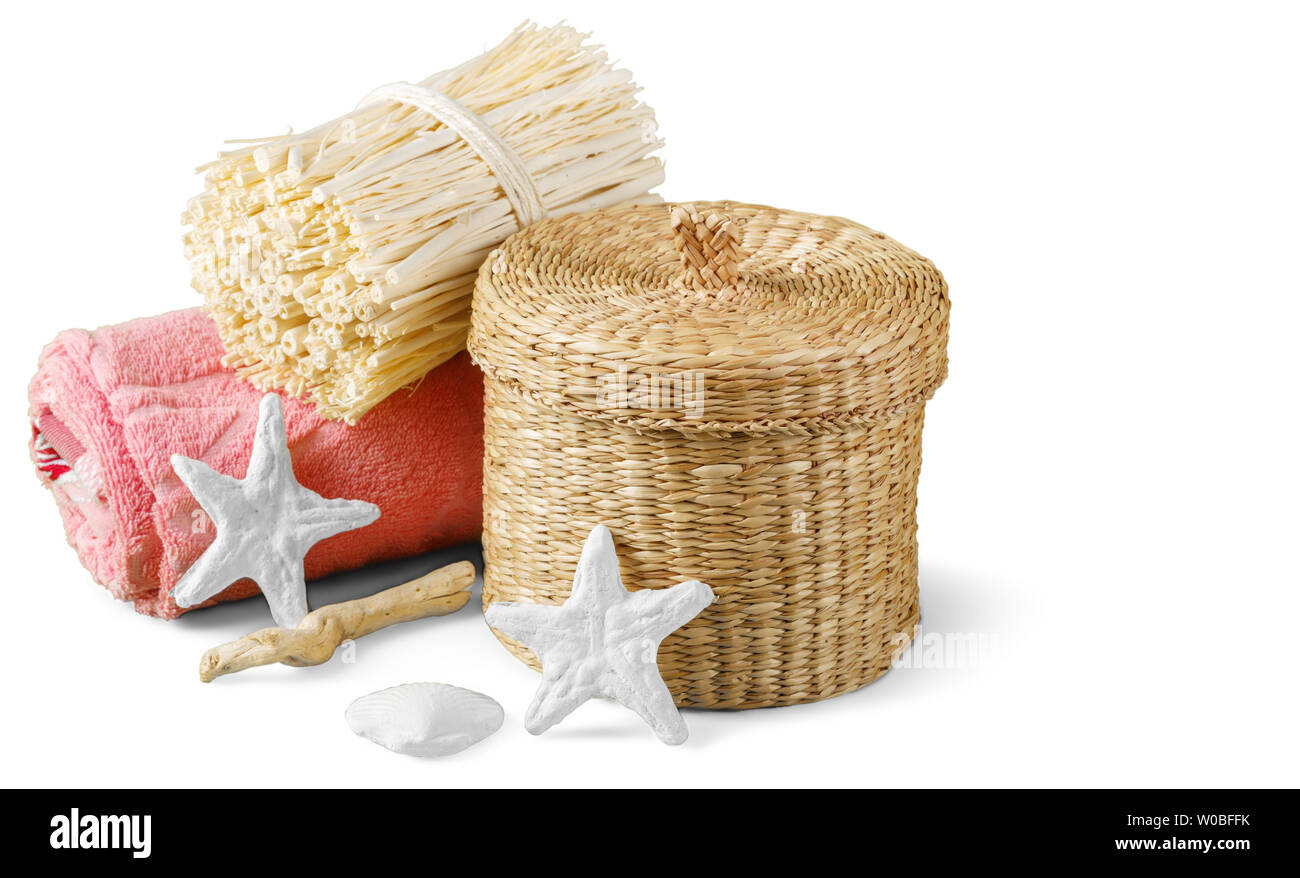 Spa bath shower items isolated on white background Stock Photo - Alamy