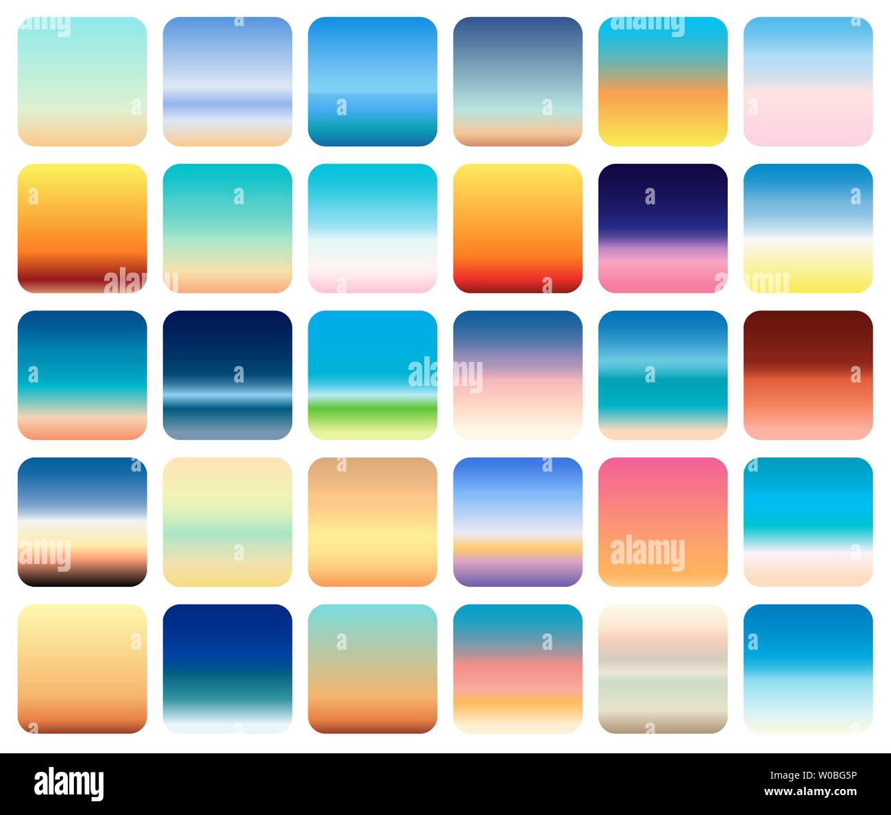 30 sunset sky gradients backgrounds set vector. sunset and sea colors ...