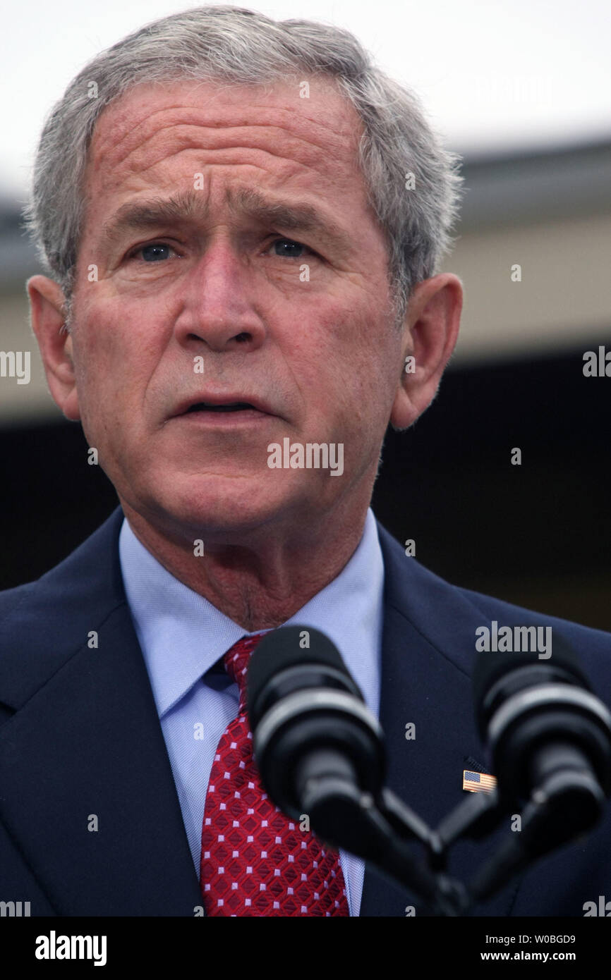 U.S. President George W. Bush speaks on the conflict between Russia and ...