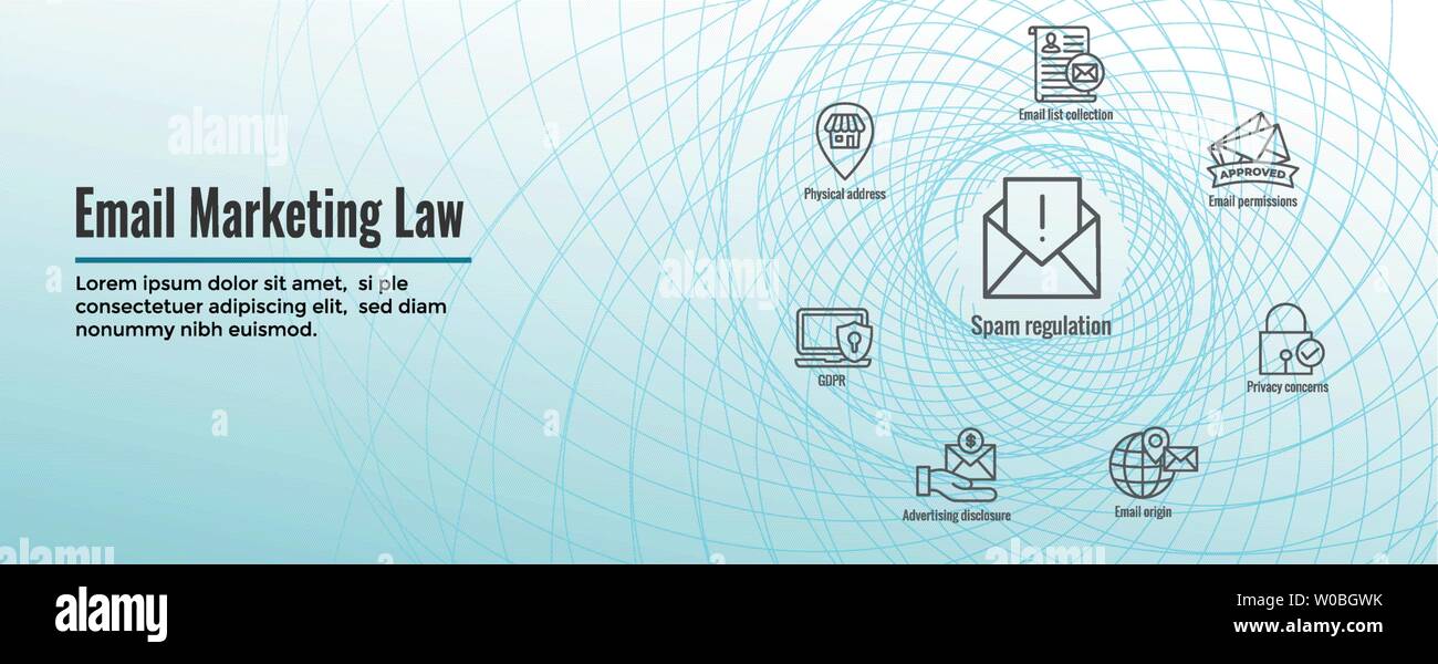Email Marketing Rules & Regulations Icon Set and Web Header Banner ...