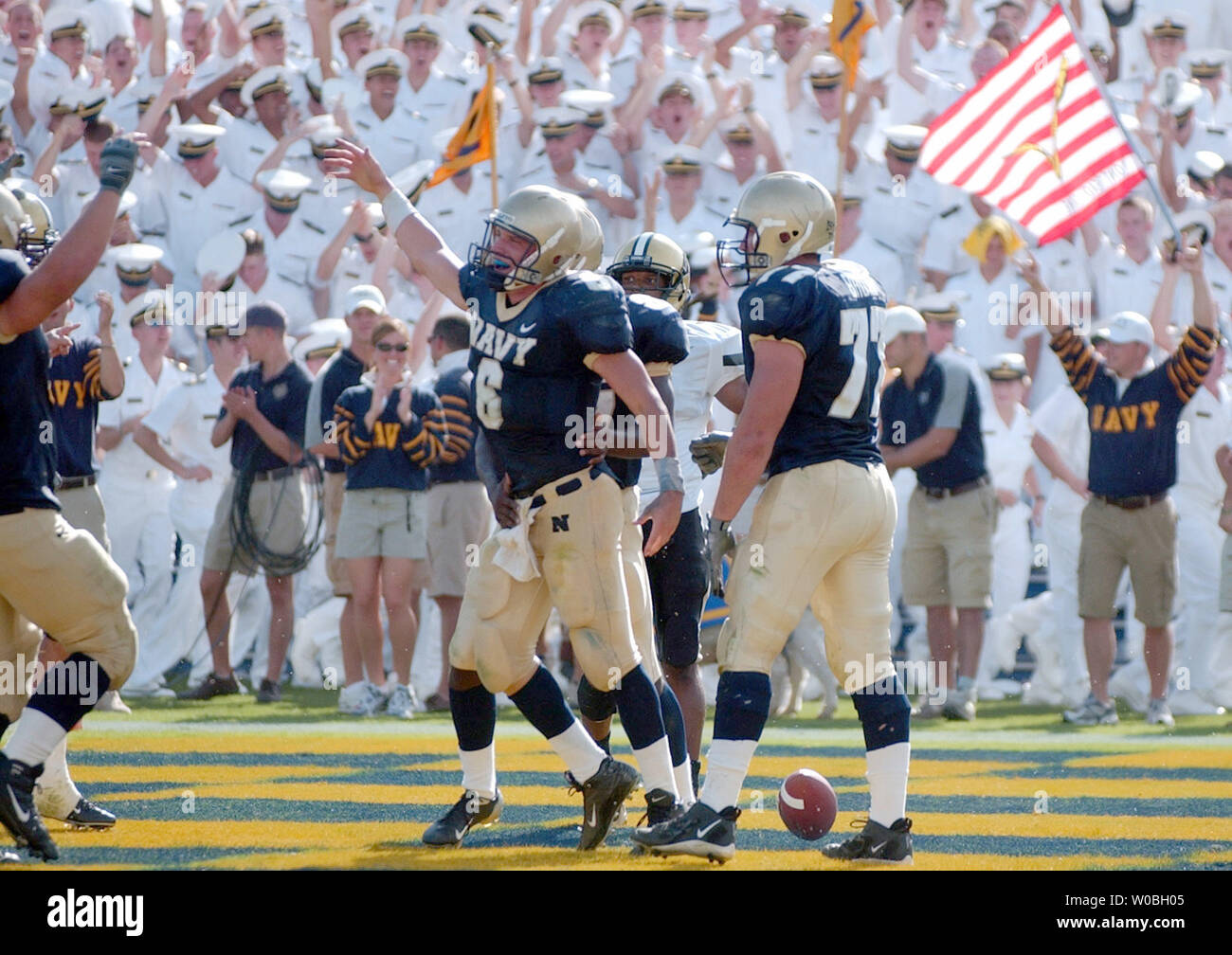 Aaron Polanco (6) of the Naval Academy celebrates scoring the winning ...