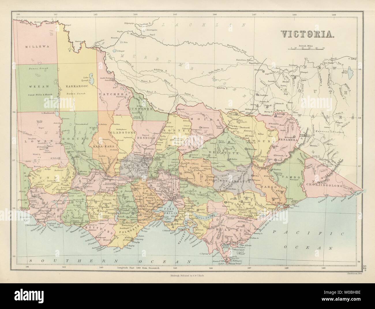 Victoria. Australia. Railways. BARTHOLOMEW 1882 old antique map plan ...
