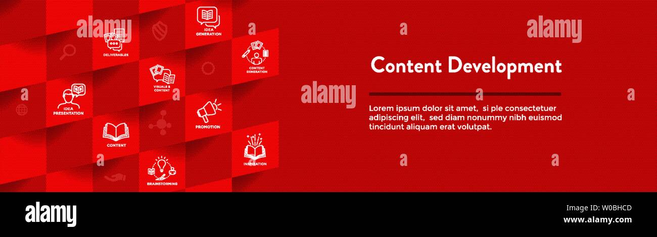 Storytelling Content Development Icon Set & Web Header Banner Stock ...