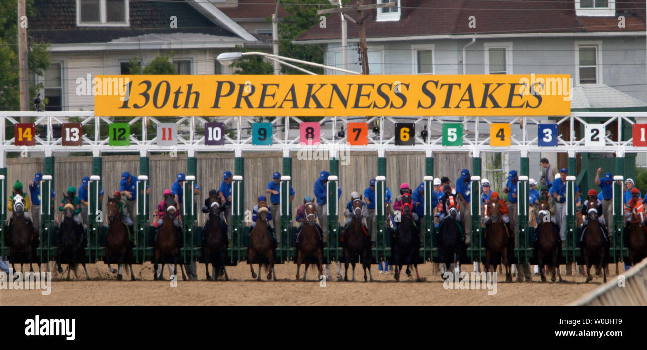 The field in the 130th running of the Preakness leaves the starting ...