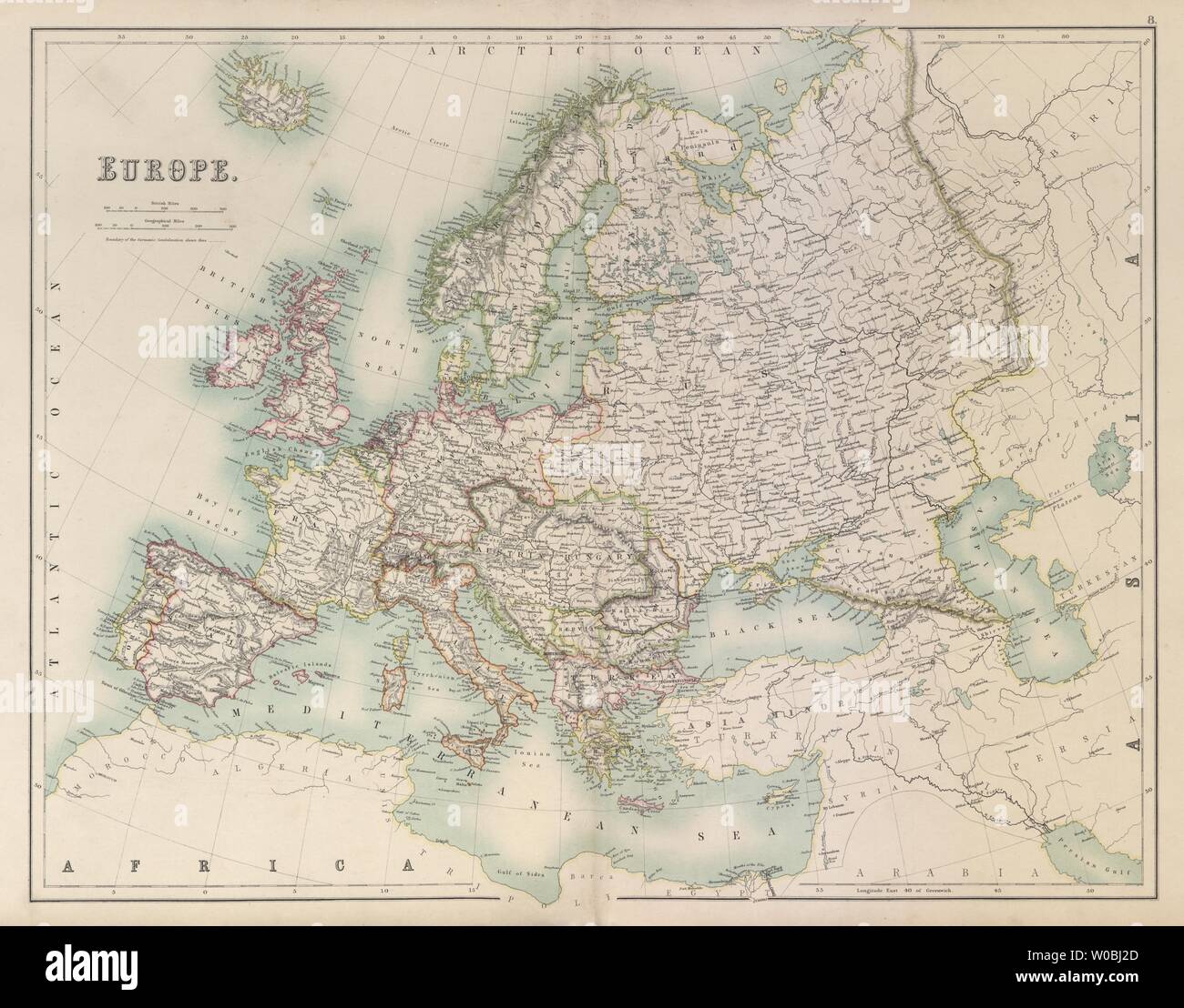 Europe. Austria-Hungary German Empire Turkey BARTHOLOMEW 1898 old ...