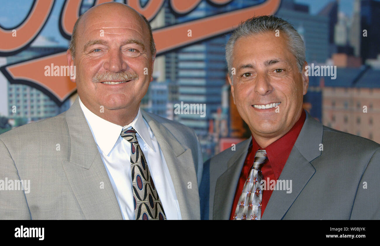 Leo Mazzone (L) is introduced as the Baltimore Orioles new pitching ...