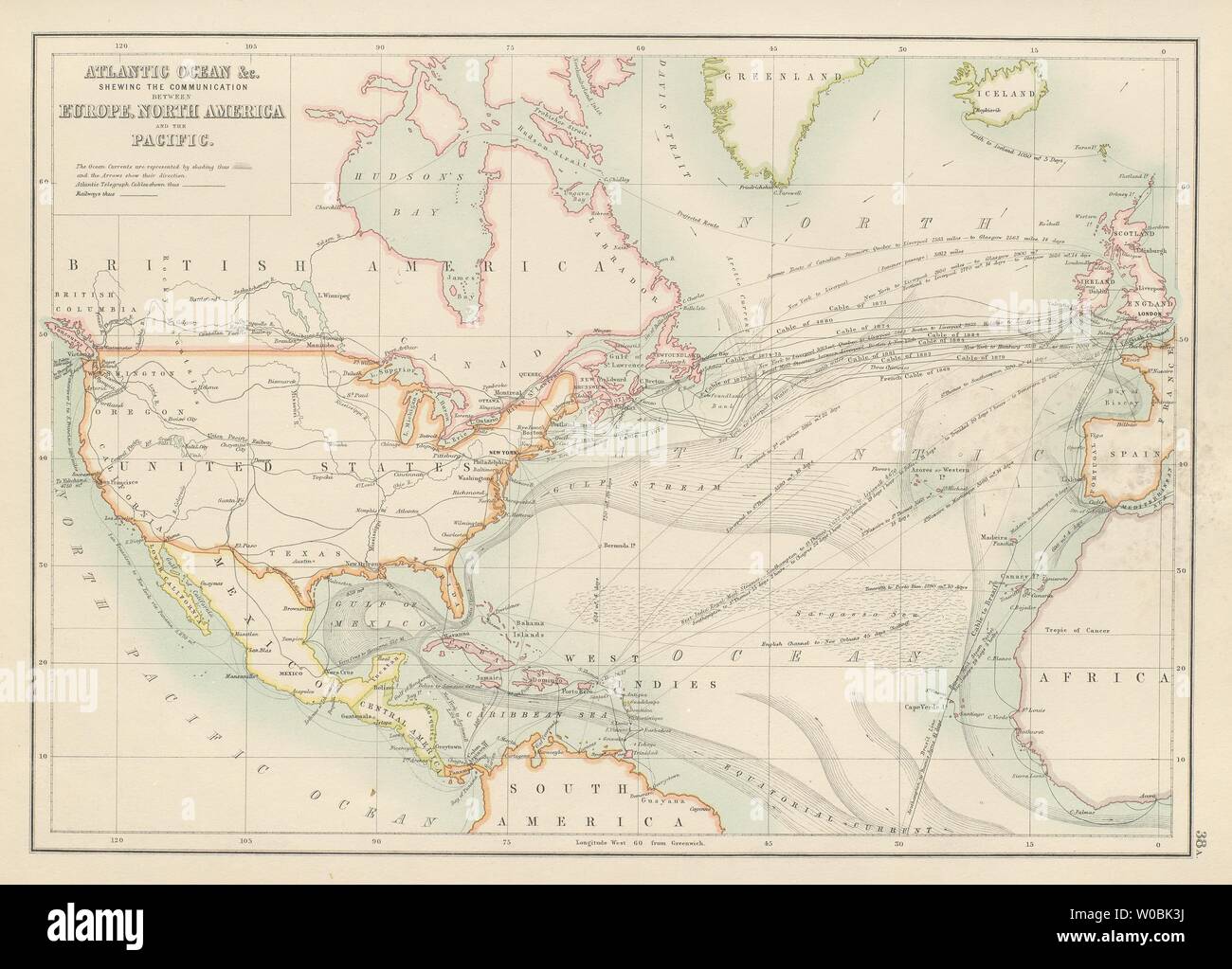 Atlantic Ocean cables shipping current Europe North America BARTHOLOMEW ...