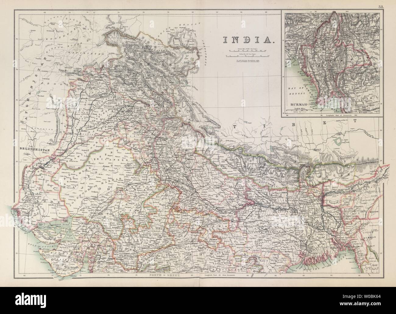 North British India. Burmah Kashmir Punjab Rajasthan Bengal BARTHOLOMEW ...