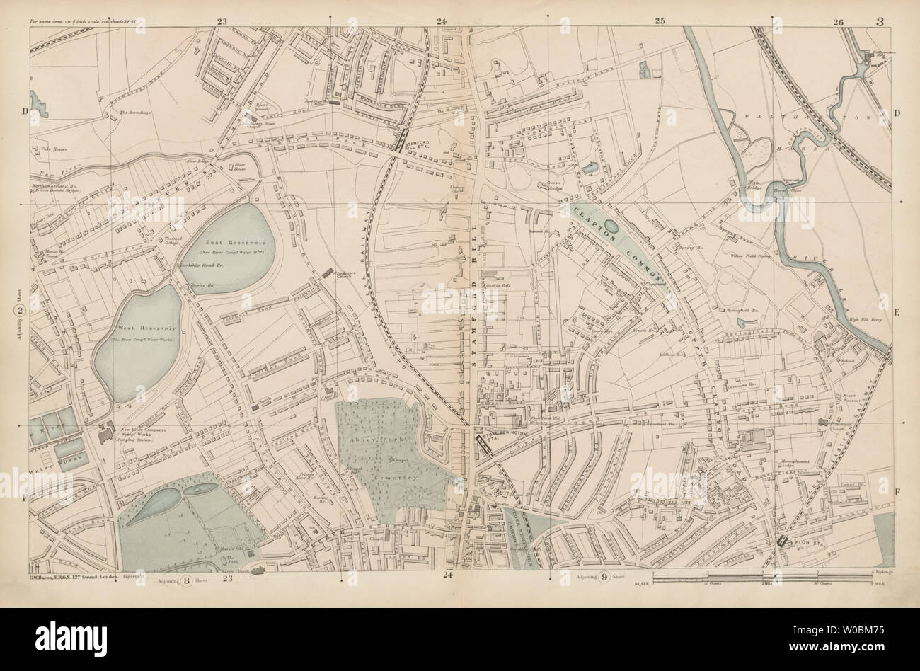STOKE NEWINGTON Upper Clapton Stamford Hill Tottenham Manor House c1887 ...