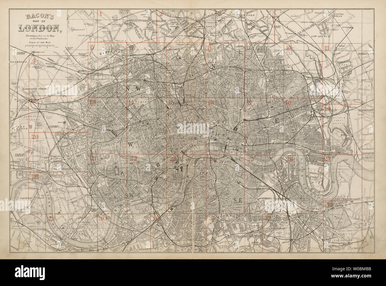 GREATER LONDON ENVIRONS. General Index map to 9 inch scale maps. BACON ...