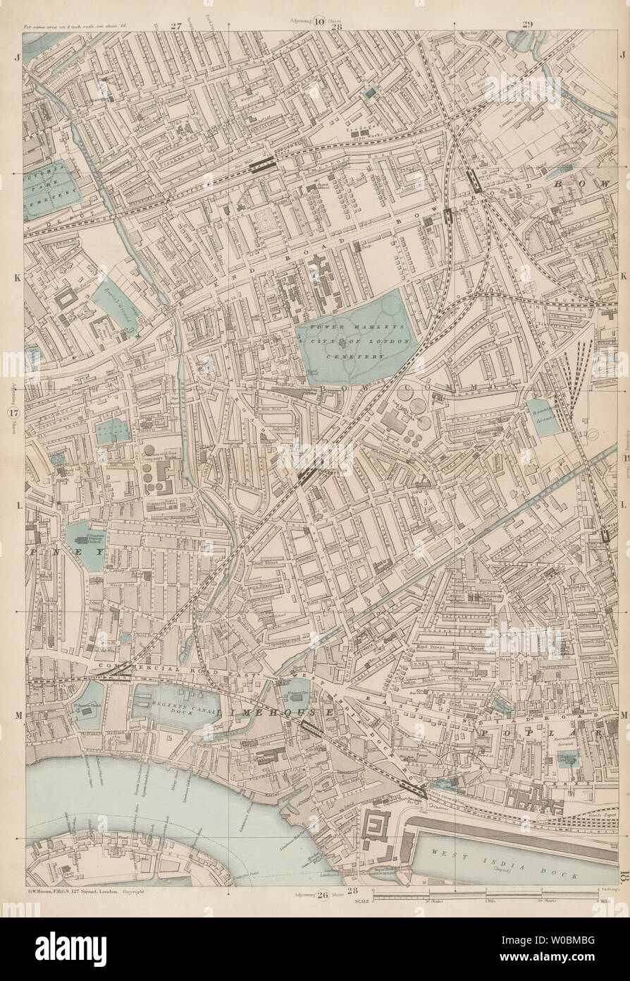 Vintage map london end 19th hi-res stock photography and images - Alamy
