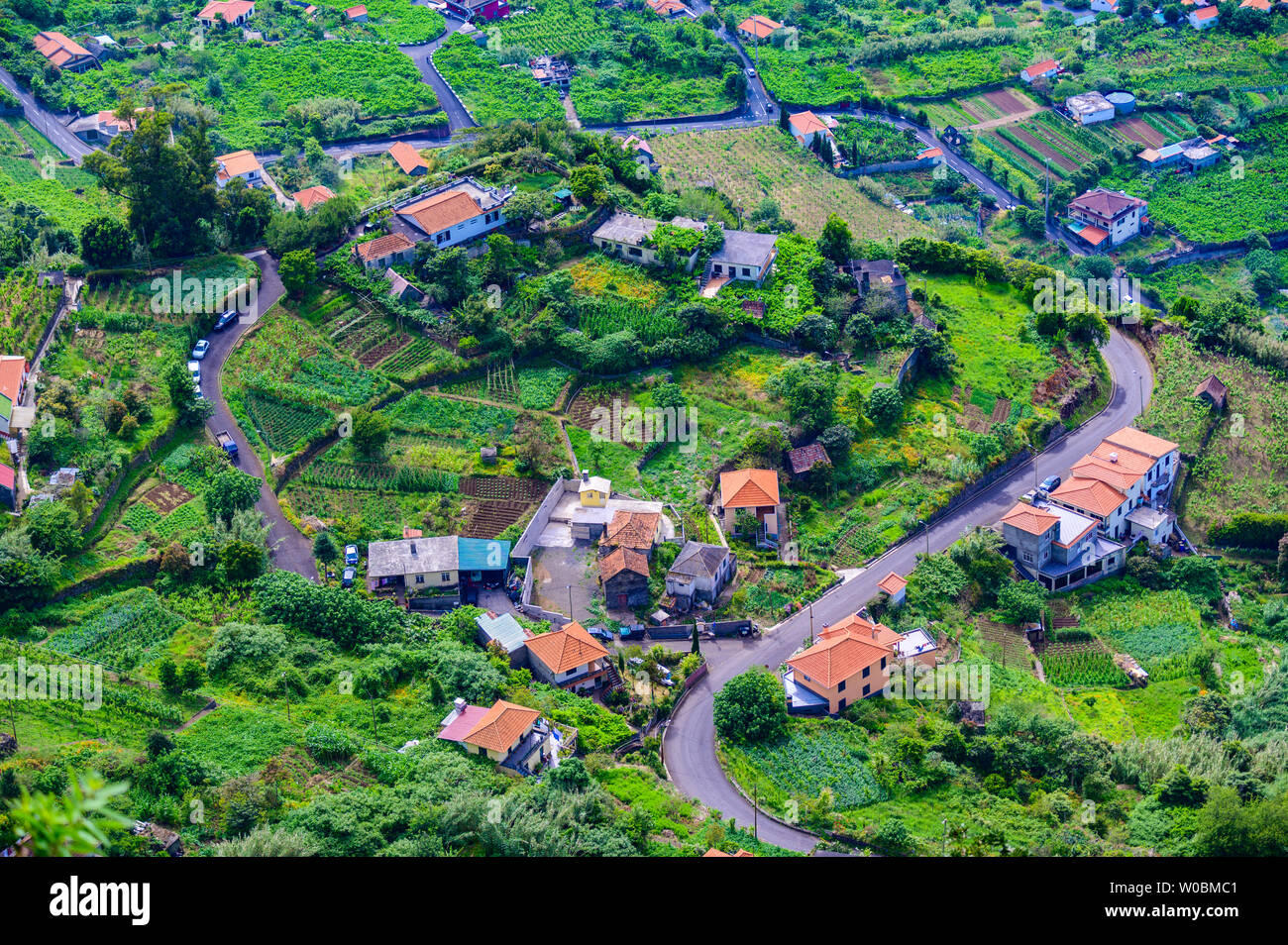 Beautiful landscape scenery of Madeira Island - View of small village ...