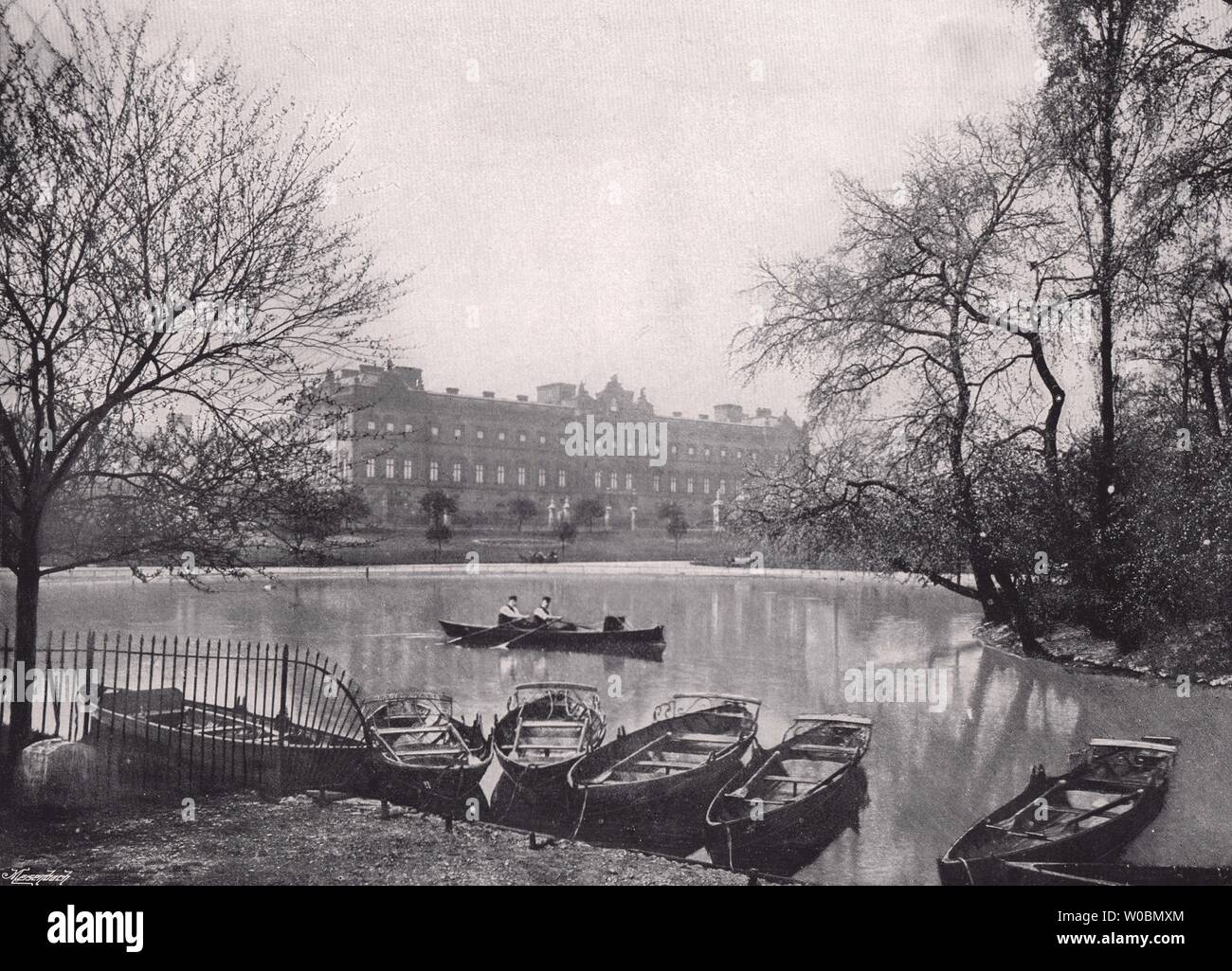 Buckingham Palace - from St. James's park. London 1896 old antique ...