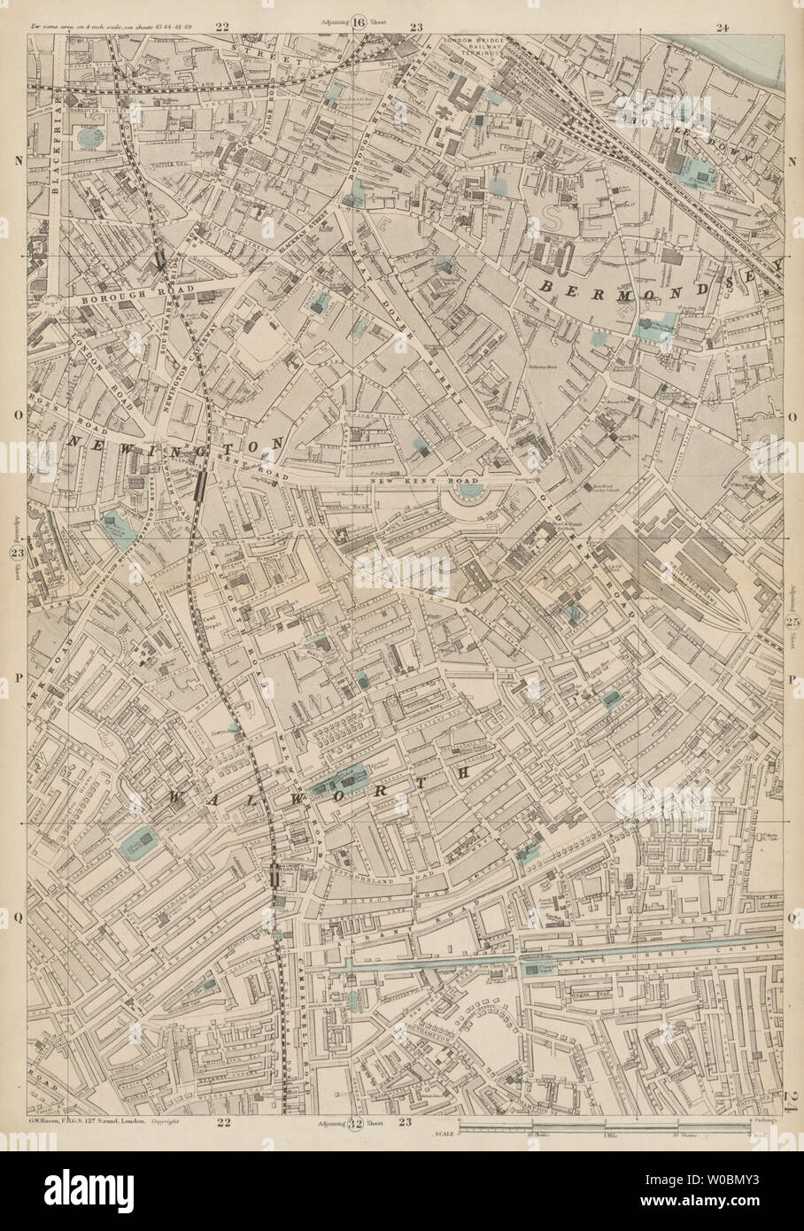 Map of london bridge 19th century hi-res stock photography and images ...