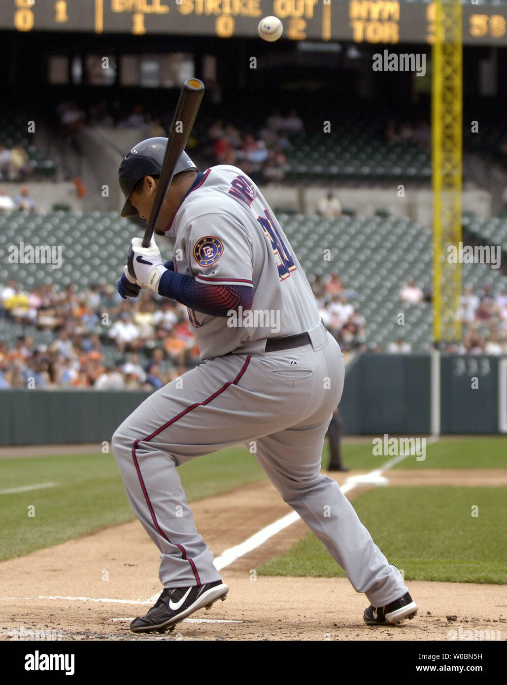 The Washington Nationals Daryle Ward (31) is hit by a pitch in the ...