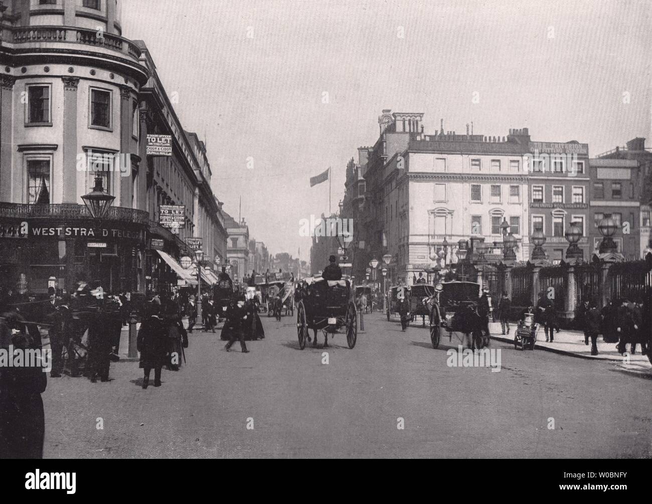 The West Strand - At Charing cross station. London 1896 old antique ...
